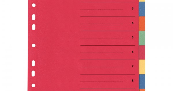 Separatoare carton 240x297 index color 230g 10 bucati/set, A4, rezistente